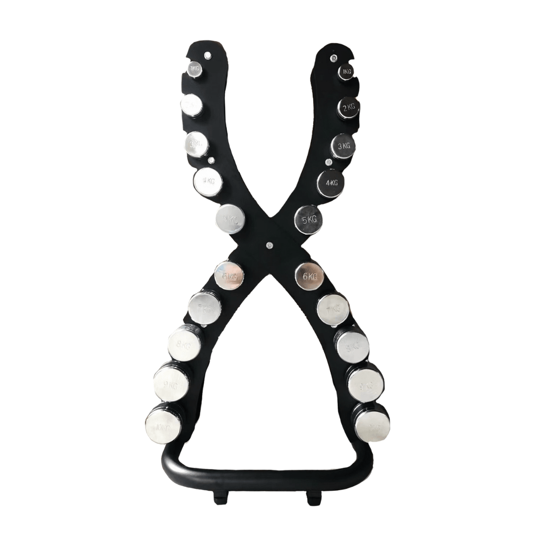 1-10KG Chrome Dumbbell Set with Rack | Premier Fitness Supply